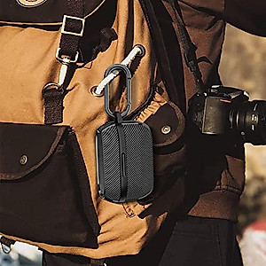 SKTDWEI Compatible with Jabra Elite 75t / Elite Active 75t Case Cover Front LED Visible Full-Body TPU Military Hard Shell Protective Cover Case Skin with Keychain and Lanyard (Black)