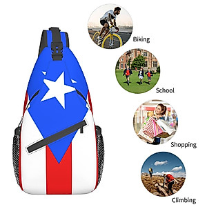 Puerto Rico Flag Sling Crossbody Backpack Bag Chest Bag For Men Women Travel Hiking Daypack