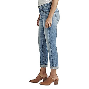 JAG Jeans Women's Petite Carter Mid Rise Girlfriend Jeans, Del Mar, 8 Petite