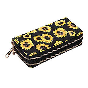 XEYOU Double Zipper Long Clutch Wallet Cellphone Wallet for Women with Removable Wristlet Strap for Credit Card, Cash, Coin, Bill