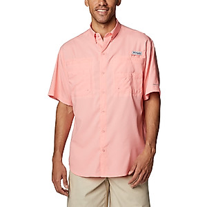 Columbia Men's PFG Tamiami II UPF 40 Short Sleeve Fishing Shirt, Sorbet, Large