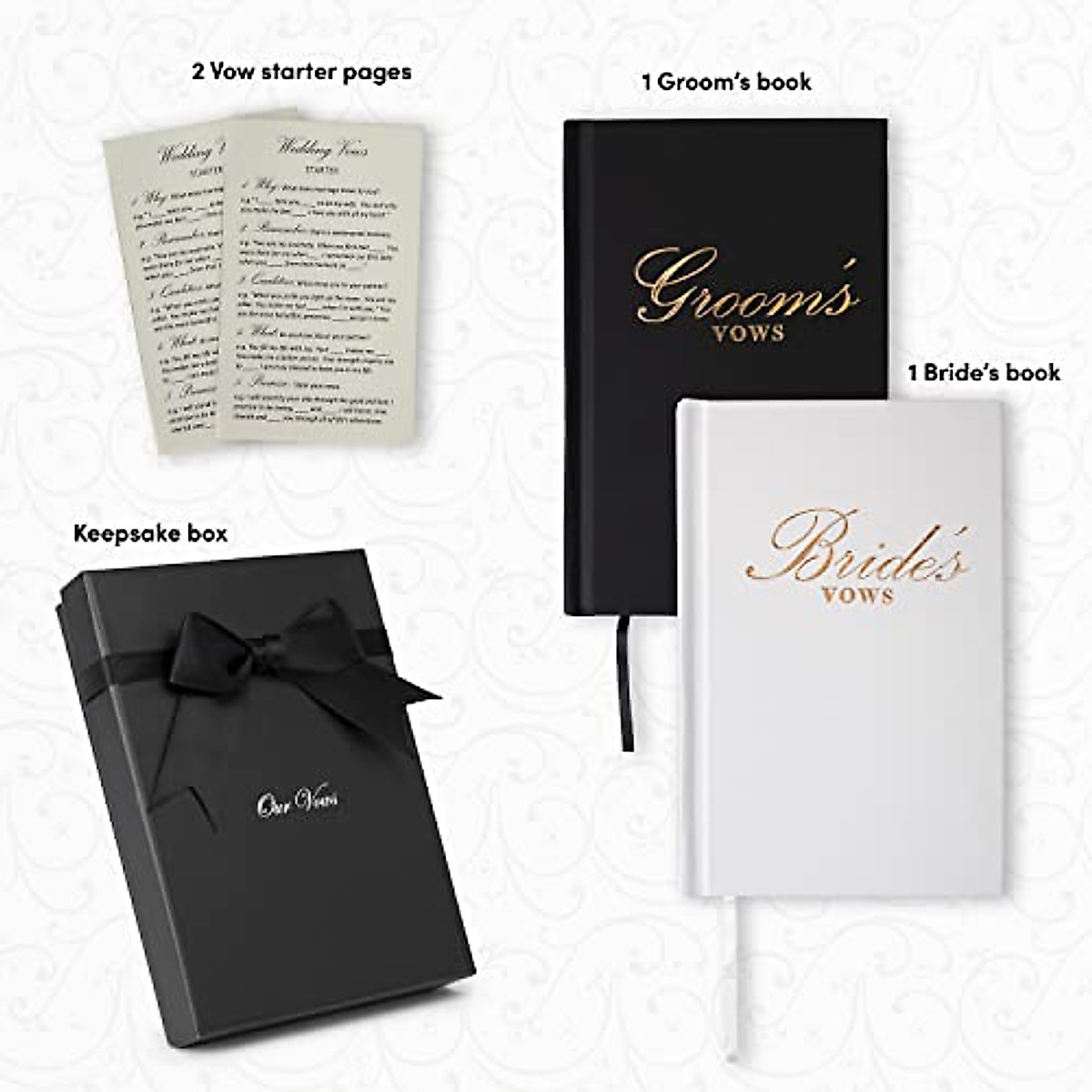 AERAI GROUP Vow Books, Wedding Vows Book - Bride and Groom Vow Book for Wedding - Wedding Booklets Black and Gold - Vow Journal 5.5 x 3.9 In with Box - Wedding Notebook - Bridal Shower & Vow Renewal