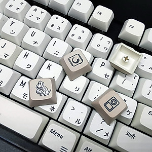 155 Keycaps White Keycaps, XDA Profile PBT Keycaps, Theme Minimalist Style Japanese Keycaps Suitable for Fullsize, Tenkeyless, Winkeyless, 75%, 65%, 60% Keyboard(Custom Key caps)