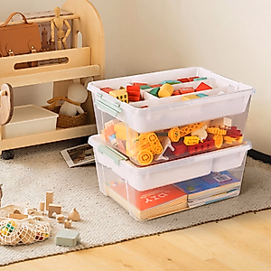 BEYGORM Plastic Storage Box with Removable Tray Caddy, Clear Art Supply Craft Organizers and Storage Bin, Playroom Container Organizer with Lid for Lego, Bead, Crayon, Tool, Sewing, Playdoh, Toy