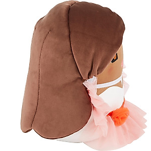 Barbie Cuutopia Plush, 10-inch Soft Pillow Doll Inspired by Iconic ‘80s Peach Gown with Tactile Ruffle Sleeves & Long Hair, Collectible Toy