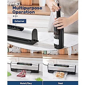 Vacuum Sealer Machine, 95Kpa Full Automatic Food Vacuum Sealer for Food Preservation & Sous Vide, with Astonishing Large LED Screen, 5 Vacuum Sealer Bags, Dishwashable Drip Tray, 15.15in