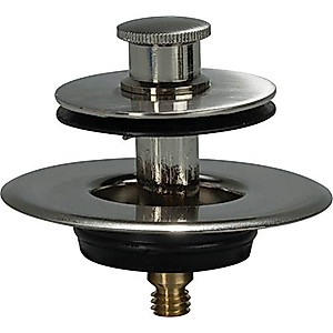 AB&A 60111 Tub Drain Trim Kit with Push eN Lift Stopper, Classic High-Capacity Overflow Plate, and Press-in Strainer Cover, Satin Nickel