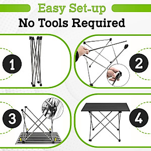 Outdoor 360 Small Camping Side Table 15x13x12” - Backpacking Table Lightweight - Folds up for Storage & Travel - Mini Nightstand - Foldable, Compact, Portable Camp Table