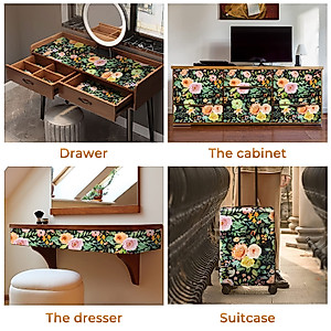 Beautysaid Wallpaper Peel and Stick Floral：Boho Textured Wall Paper for Bedroom Bathroom Renter Friendly Waterproof Pink Watercolor Modern Wallpaper for Kitchen Cabinet(Black,17.5x118 inch)