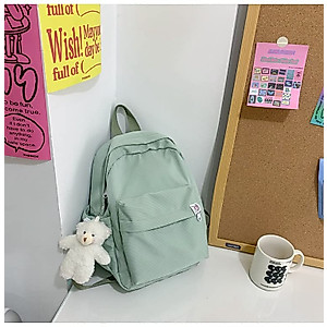 Kawaii Backpack with Cute Accessories Kawaii Aesthetic Backpack with Bag Charm Available in Pastel Colors (Green)