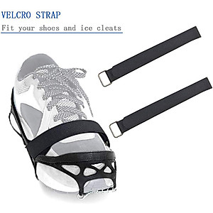 Ice Cleats,Highly elastic Traction Cleats Grippers with tape Strap and Storage Bag Anti Slip Walk Traction Cleats for Hiking Walking on Snow and Ice(L: Women10-15/Men9-13/foot length 255-297 mm)