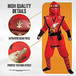 LEGO Ninjago Kai Jumpsuit Deluxe Child Costume For Boys, Red & Black, Kids Size Small (4-6)