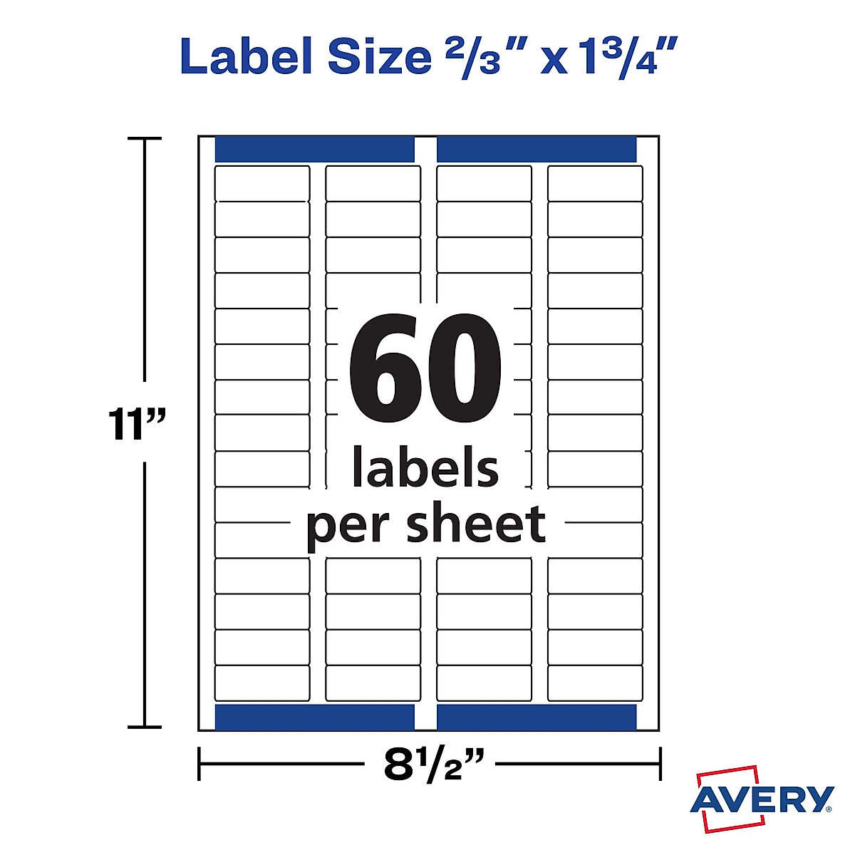 Avery Easy Peel Address Labels, Sure Feed, Permanent, White, 2/3" x 1-3/4", 2 Pack, 1,200 Labels Total (32133)