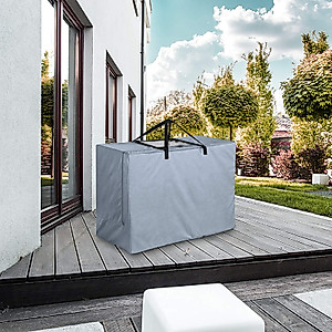 Orqihod Patio Furniture Seat Cushions Storage Bag with View Window, Dustproof Outdoor Cover and Cushion Storage, Lightweight, Grey, 40 x 28 x 18 in, Easy to Carry