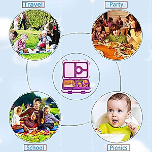 LROZA Leakproof Kids Lunch Box | 4-Compartment Bento Box for Kids | BPA-Free | School Lunch Container for Boys Girls | Children Travel On-the-Go Meal and Snack Packing Containers (PURPLE)
