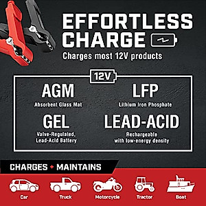 VoltForce 1A Battery Charger and Maintainer: Fully Automatic 6V and 12V Automotive Battery Charger for Cars, Motorcycle, ATVs, and More - Smart Battery Chargers VF-1006,1 AMP