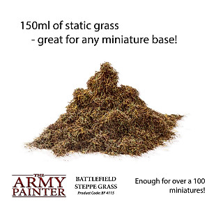 The Army Painter Battlefield: Steppe Grass Basing, 150 ml-for Miniature Bases & Terrains -Scenics Static Grass, Model Terrain Grass, Terrain Model Kit & The Army Painter Tufts for Bases of Minis