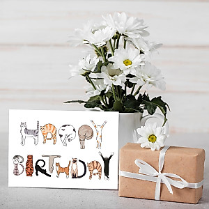 Bhiosng Happy Birthday Card for Cat Lover, Funny Cats Birthday Cards for Men Women, Cute Cat Owner Birthday Gift From Cat, Humor Cat Birthday Gift Card For Dad Mom Brother Sister Cat Lover