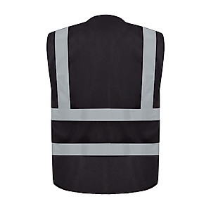 VICRR High Visibility Safety Vest with Reflective Strips Pockets, Work Vest for Men & Women