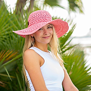 Panama Jack Women's Crocheted Toyo Sun Hat with Sizing Tie, 4" Big Brim (Natural)