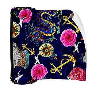 Watercolor Dragon Roses Blue Pattern Pencil Bag Pen Case Stationary Case Pencil Pouch Desk Organizer Makeup Cosmetic Bag for School Office