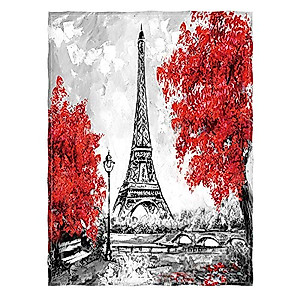 Yunine Oil Painting Blankets for Bed Couch Sofa Eiffel Tower in Paris, mangroves Plush Throw Blankets Super Soft Lightweight Cozy Warm Blankets for Kids Adults 60 x 80 Inches