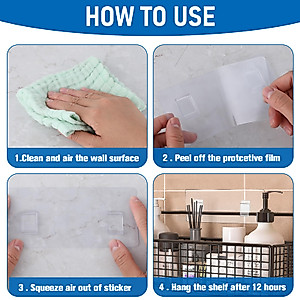 Aster 8 Pack Adhesive for Shower Caddy Adhesive Replacement, Clear Strong Shower Adhesive Strips, No Drilling Waterproof Wall Hooks for Corner Shower Caddy, Bathroom Storage Shelves and Kitchen Racks