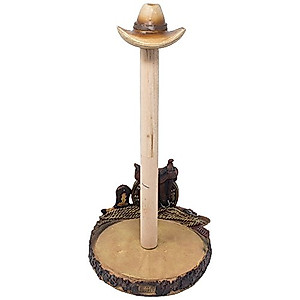 Decorative Country Western Paper Towel Holder with Cowboy Hat, Horse Saddle, Cowboy Boots and Horseshoes for Kitchen Countertop Decor As Gifts for Cowboys