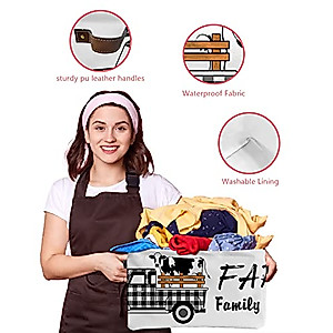 Storage Baskets for Shelves, Foldable Rectangle Storage Baskets, Farm Family Farm Storage Containers for Organizing Dorm Closet Room(15” x 11” x 9.5”)