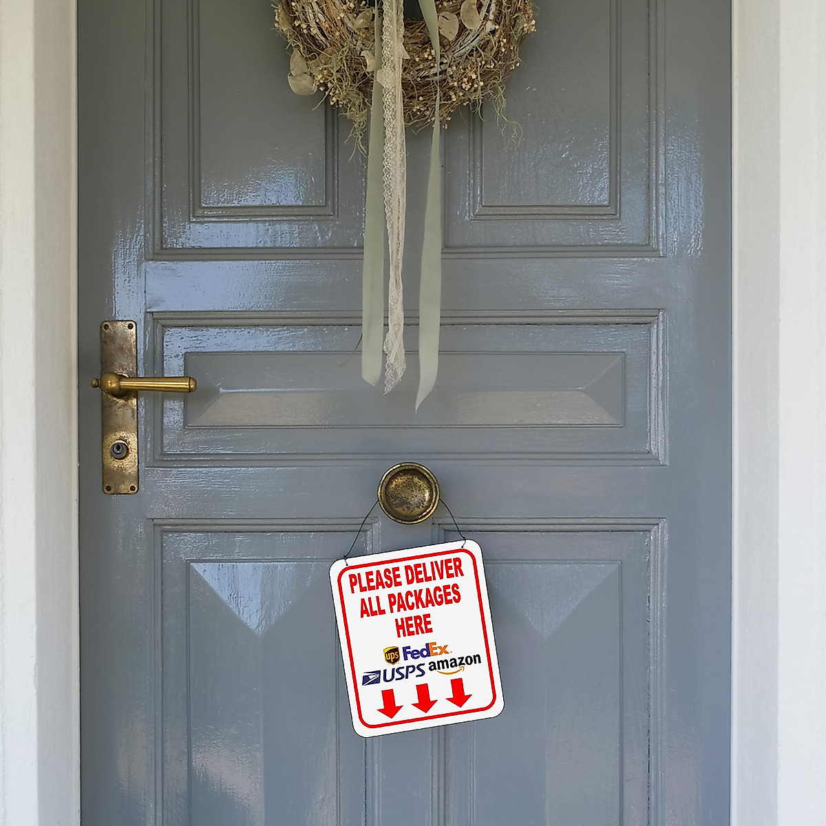 Please Deliver All Packages Here Arrows Delivery Sign for Delivery Driver - Delivery Instructions for My Packages from Amazon, FedEx, USPS, UPS, Indoor Outdoor Signs for Home, Office, Work, 8.5"x10"