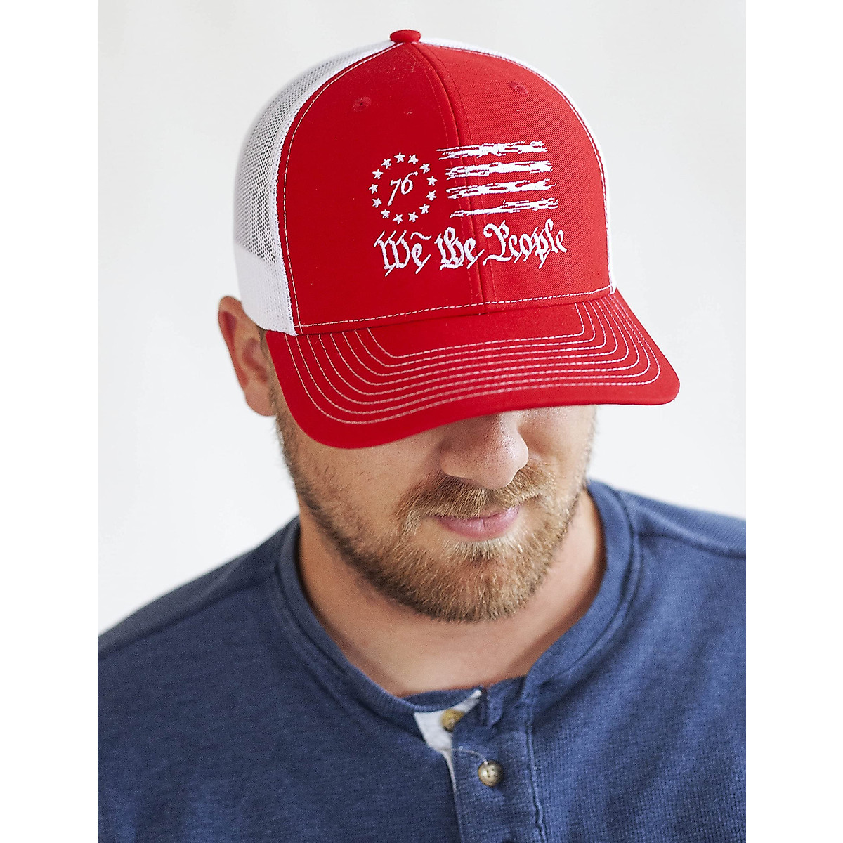 We The People Patriotic USA Flag Embroidered Richardson 112 Trucker Cap Hat
