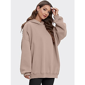 ATHMILE Fall Outfits for Women 2023 Hoodies Oversized Sweatshirt Sweaters Fleece Lined Plus Size Y2K Long Sleeve Tops Casual Fashion Coffee Grey