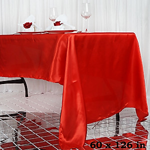 TABLECLOTHSFACTORY Red 60x126 Rectangle Satin Tablecloth