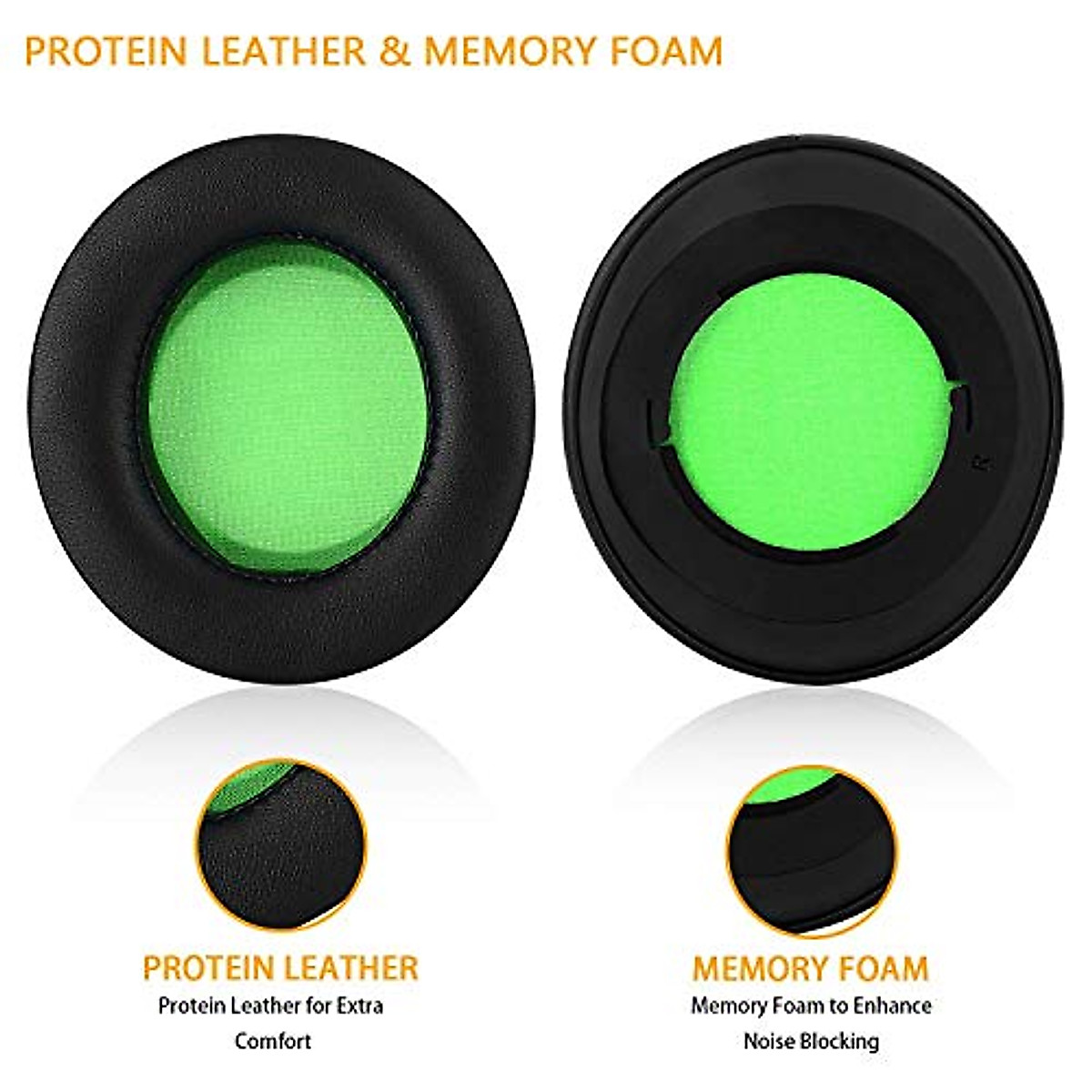 Kraken Pro V2 Ear Pads, Oval Replacement Headphones Ear Cushions Protein Leather Memory Foam Earpads Cover Earmuffs Repair Parts for Razer Kraken Pro 7.1 V2 Gaming Headset Easy Installation - Green