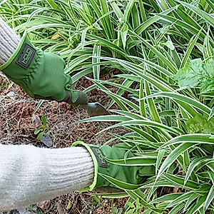 HANDLANDY Men Women Leather Gardening Gloves, Utility Work Gloves for Mechanics, Construction, Driver, Dexterity Breathable Design (Large)