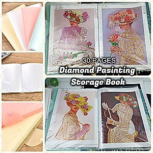 Diamond Painting Book Storage Folder, A4 Art Portfolio Painting Storage Presentation Book Protectors for Painting Drawing Test Paper (30 Pags, PK)