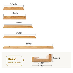 Rsuwiz Walnut Floating Shelves for Wall 16 inches Natural Wood Wall Shelves Nursery Bookshelf, Picture Ledge Floating Display Shelf for Bedroom Living Room Decor Photo Frames