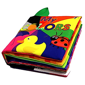 Spruce Lab Educational Soft Baby Books - 6 Cloth Book Set - Early Learning Sensory Development for Babies - Crinkle Touch and Feel Toddler Toy - High Contrast Infant Toys - Boy/Girl Baby Shower 0-2 yr