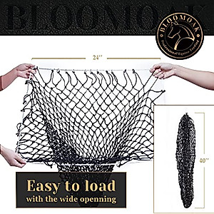 Bloomoak Handwoven 2PCS Slow Feed Hay Nets for Horses, 40" Hay Net with 2" Hole for Horse and Goat, Handwoven Strength, Crafted to Last（2PCS