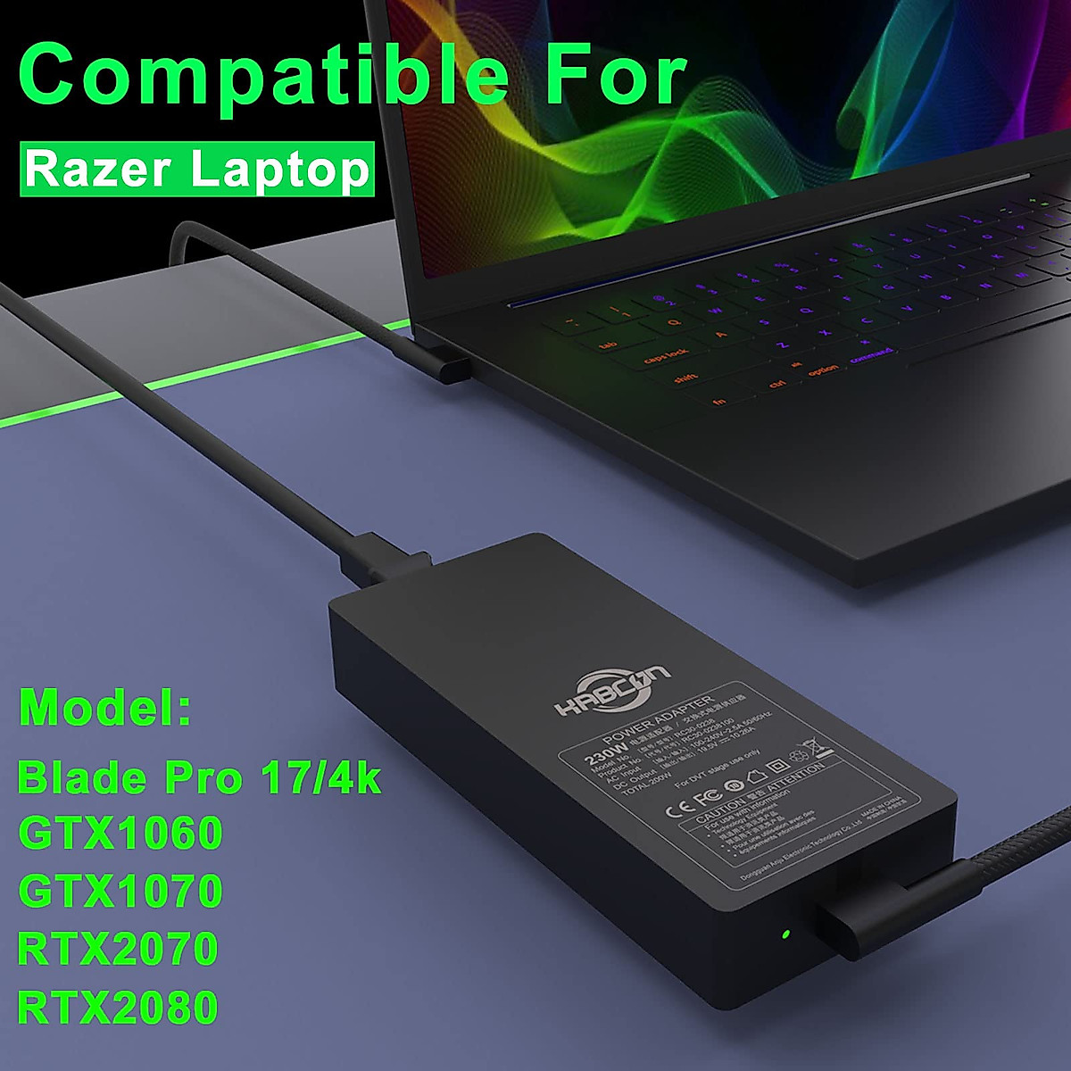Charger for Razer Blade Pro 17 and Razer Blade 15 Model GTX1060/GTX1070/RTX2070/RTX2080, 230W 19.5V 11.8A Laptop AC Adapter Power Supply