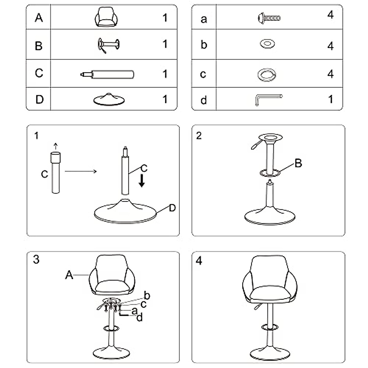 CangLong Mid Century Style Adjustable Swivel Bar Stool with Back Support Dining Chairs Set of 2,Gray