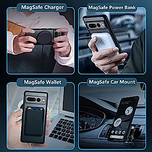 TIANNIUKE Magnetic Case Translucent Matte Anti-Fingerprint,Compatible with MagSafe,Slim Fit Shockproof Protective Phone Case for Pixel 7 Pro (2022) (Black)