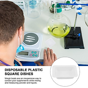 Balacoo 20pcs Weighing Boat Weighing Boat Powder Scale Square Lab Dish Container Anti- Static Weighing Square Weighing Pan Weighing Paper Weighing Tray Large Plastic Mini Dry Powder White