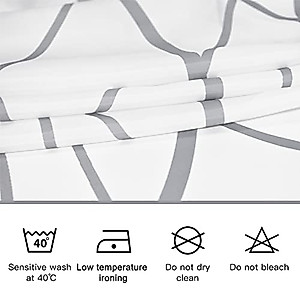 Punkray Grey and White Striped Fabric Shower Curtain for Bathroom with 12 Hooks, Curtains 72 Inches Long, Weighted Hem,Waterproof Bath Accessories Hotel Style - Machine Washable