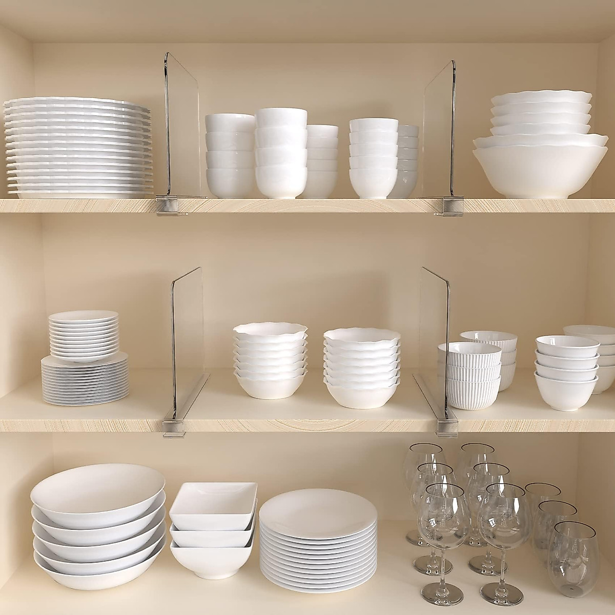 Hmdivor Acrylic Shelf Dividers for Closet Organization, Closet Shelf Dividers Closet Organizer for Wood Shelf and Cabinets Shelf in Bedroom, Kitchen and Office(6pcs)