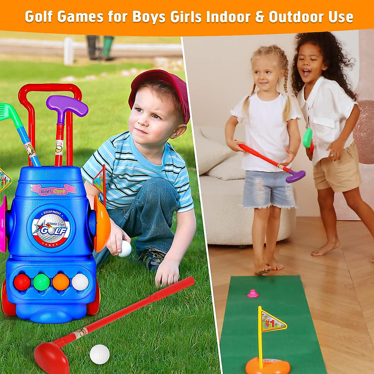 Meland Kids Golf Club Set - Toddler Golf Ball Game Play Set Sports Outdoor Toys Birthday Gifts for Boys Girls 3 4 5 6 Year Old (Blue)