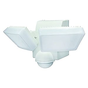 IQ America LB1880WH Motion Security Flood Light, Battery Operated Motion Sensor, 800 Lumen LED, Wall or Eave Soffitt Universal Mount Indoor Outdoor Closet Shed Attic Workshop Garage Grill Light WH