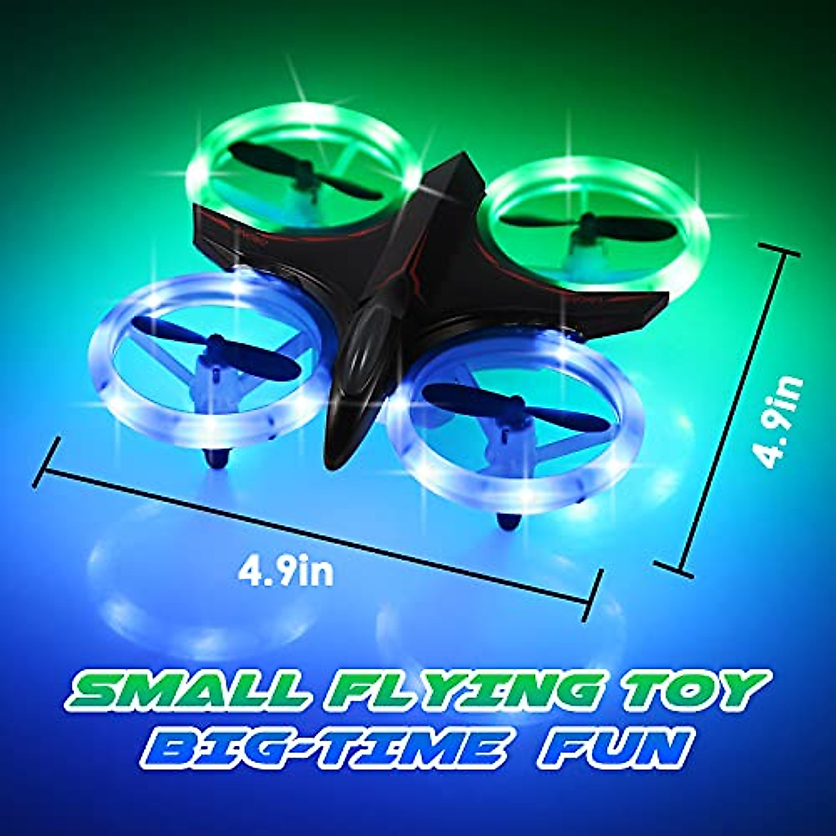 Mini Drone for Kids, RC Drone Quadcopter with LED Lights, Altitude Hold, Headless Mode, 3D Flip, Great Gift Toy for Boys and Girls-Black
