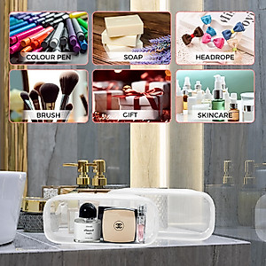 ISUSSER 5 Pack Clear PVC Zipper Pencil Pouch, Pen Pencil Case Makeup Pouch, Large Capacity Pencil Bag for Office Stationery Travel Storage (White)