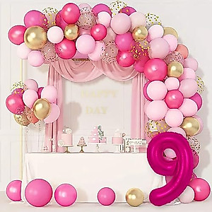 40 Inch Hot Pink Number 5 Balloon 5 Years Old Birthday Decorations Pink Five Balloons for 5th Birthday Decorations Girl Number 5 Balloon Pink for 5th Birthday Balloons 5 Years Anniversary Decors